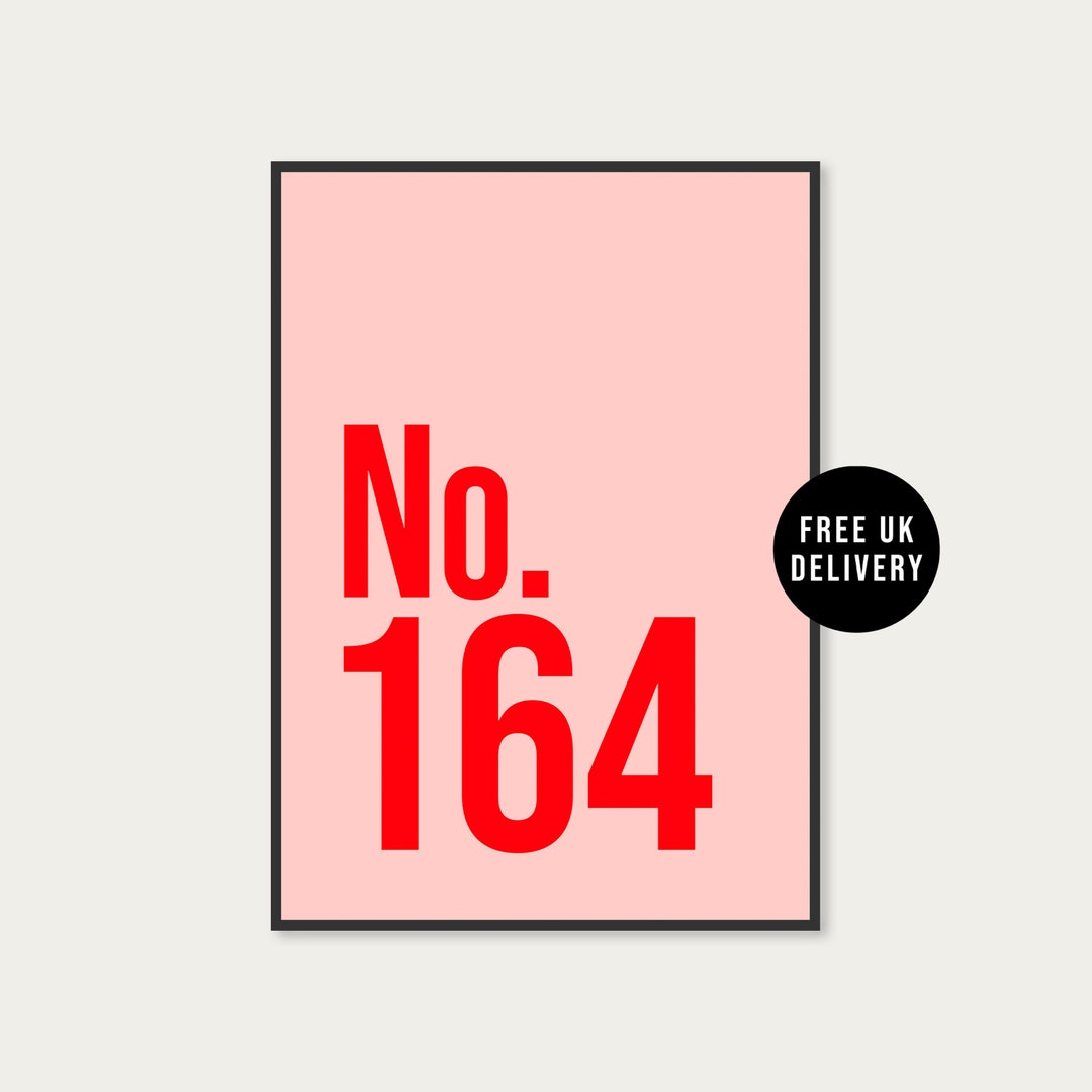 Personalised House Number Print, Pink House Number Sign, House Number ...