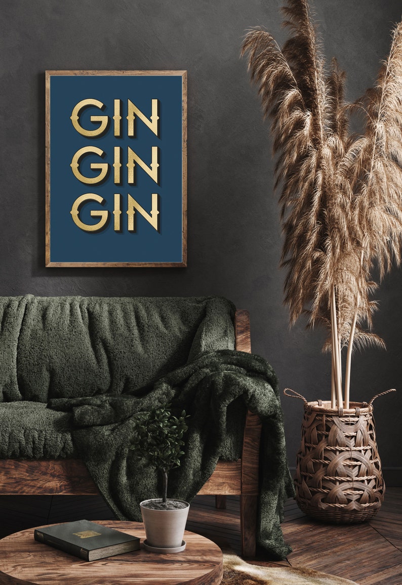 Gin Bar Typography Wall Art Print Sign Gin Home Bar Print | Etsy