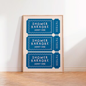 Shower Karaoke Ticket Print, Funny Toilet Loo Bathroom Decor, Retro ...