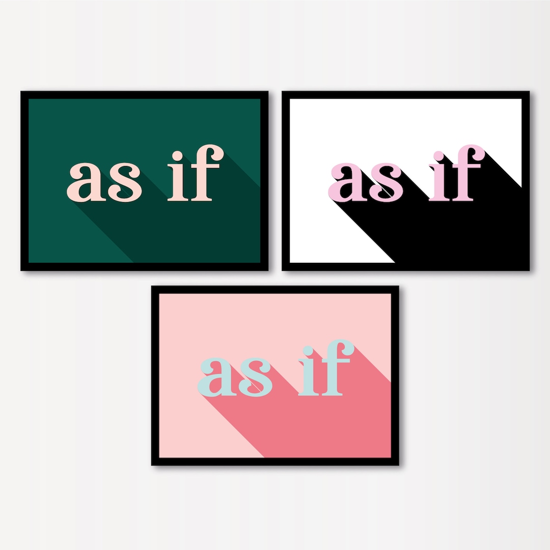 As If Clueless Typography Wall Art Print, Pink Print Quote Wall Art ...