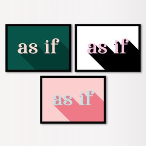 As If Clueless Typography Wall Art Print, Pink Print Quote Wall Art ...