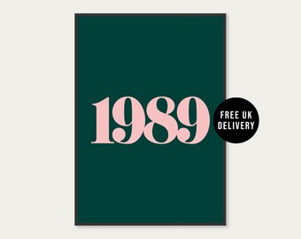Personalised Year Typography Wall Art Print Bespoke Custom | Etsy