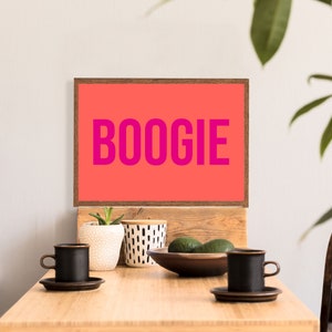 Boogie Fun Dance Typography Wall Art Print, 70's Disco Sign, Bright ...