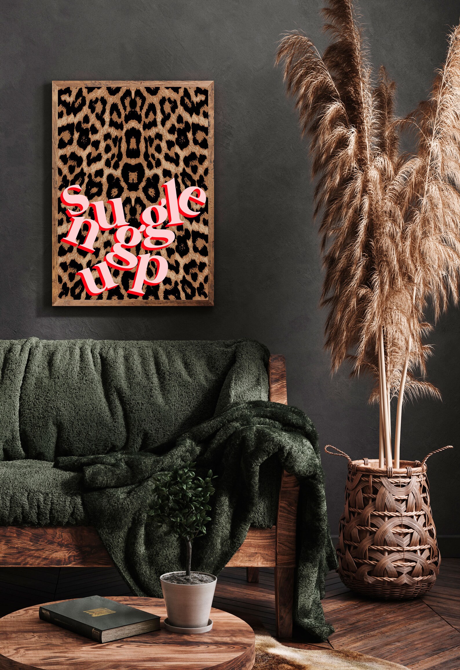 Snuggle up Leopard Wall Art Print Autumn Decor Print Leopard | Etsy