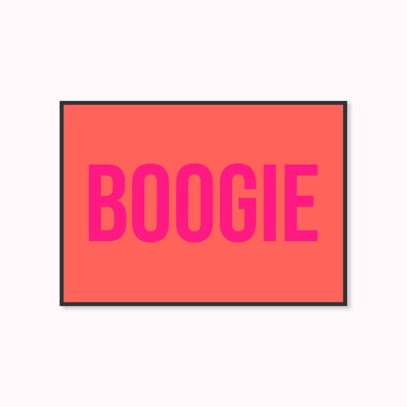 Boogie Fun Dance Typography Wall Art Print, 70's Disco Sign, Bright ...