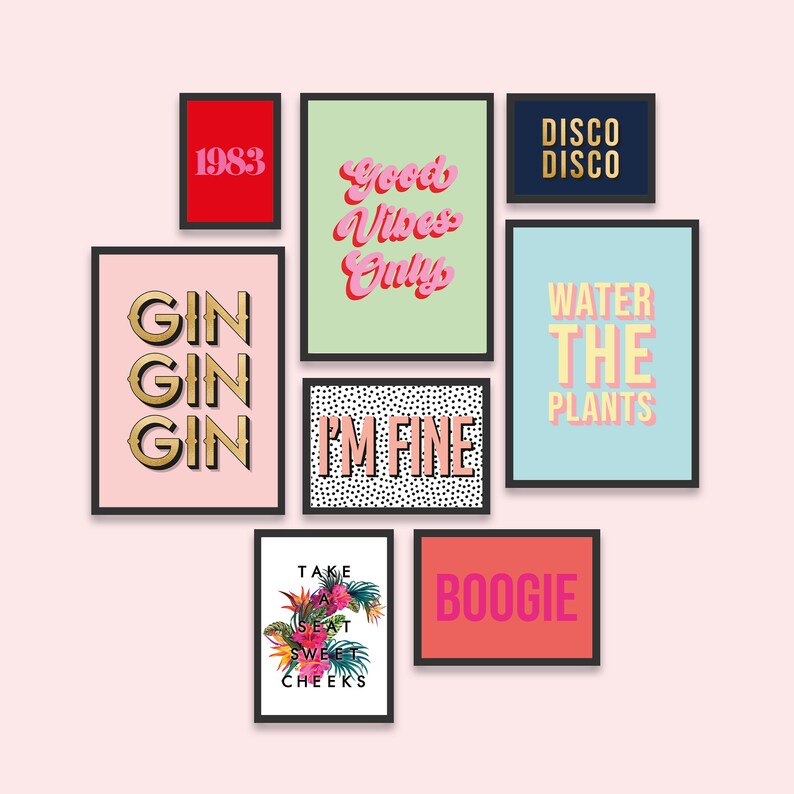 Boogie Fun Dance Typography Wall Art Print, 70's Disco Sign, Bright ...
