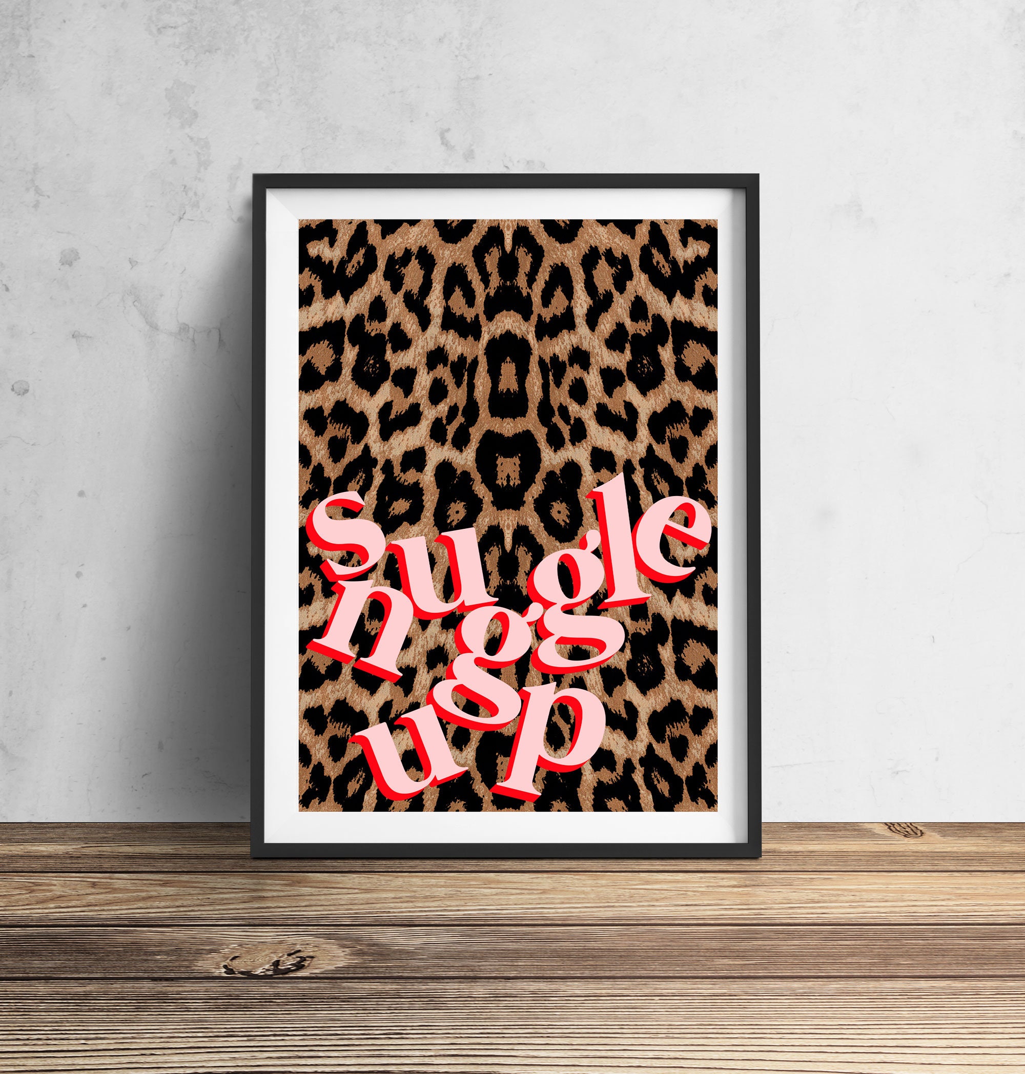 Snuggle up Leopard Wall Art Print Autumn Decor Print Leopard | Etsy