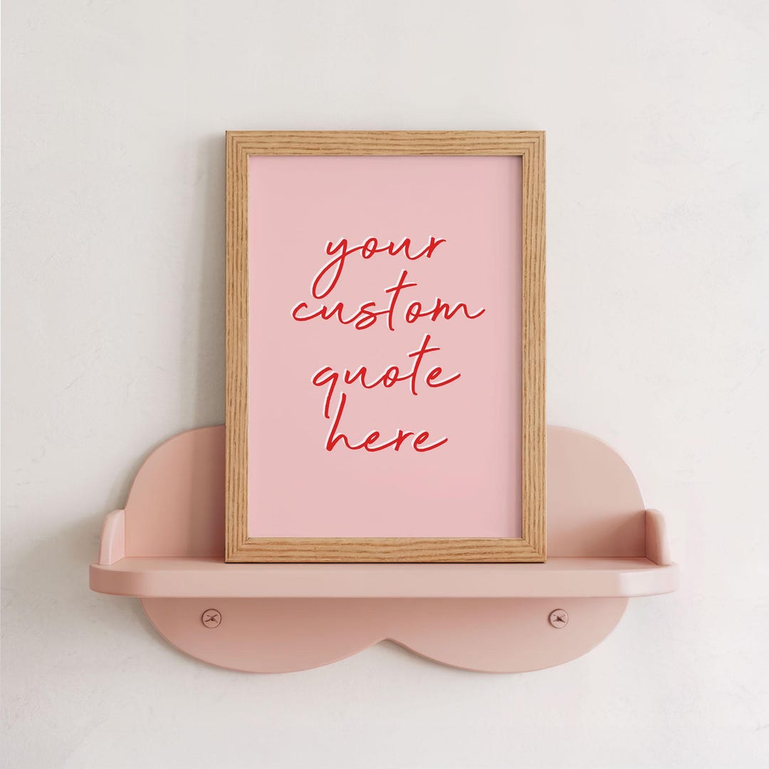 Personalised Script Typography Wall Art Print, Pink Print Bespoke ...