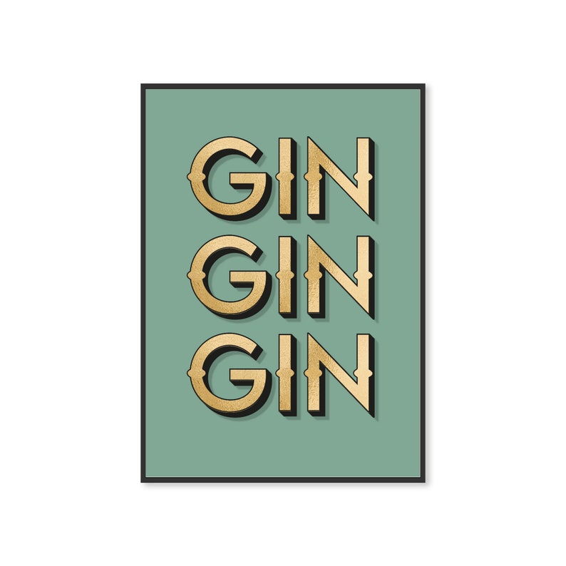 Gin Bar Typography Wall Art Print Sign Gin Home Bar Print | Etsy
