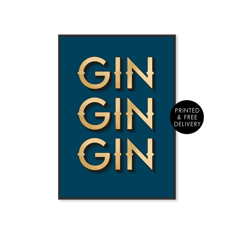 Gin Bar Typography Wall Art Print Sign Gin Home Bar Print | Etsy