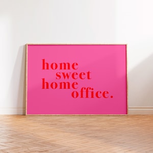 Home Sweet Home Office Print, Pink Typography Print, New Home ...