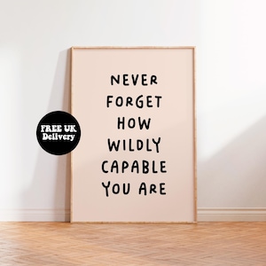 Never Forget How Wildly Capable You Are Print, Unframed A6 A5 A4 A3 A2 ...