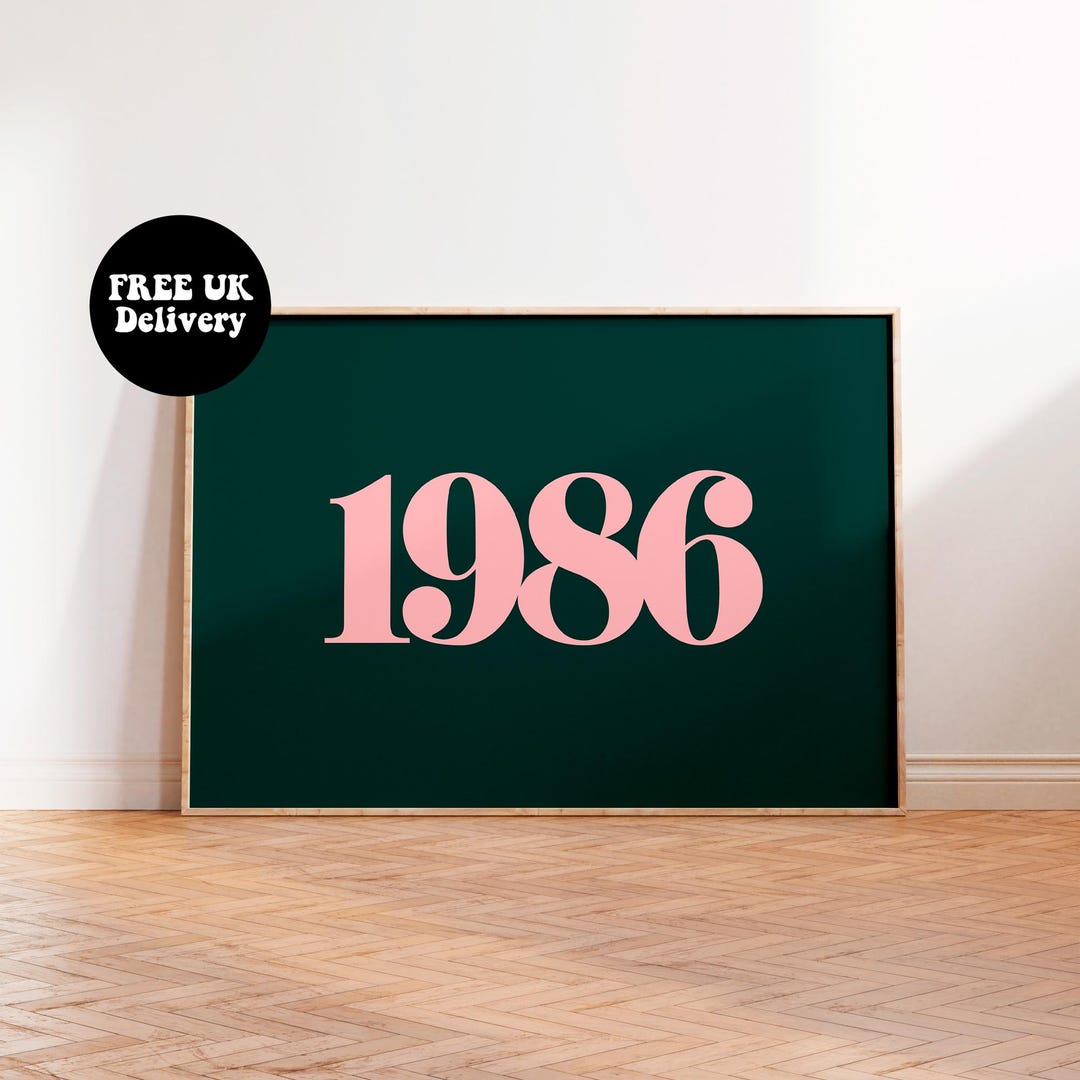 Personalised Year Typography Wall Art Print, First Paper Anniversary ...