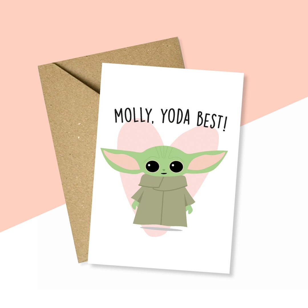 Personalised Baby Yoda Card, Yoda Best Card, Cute Funny Baby Yoda Card ...