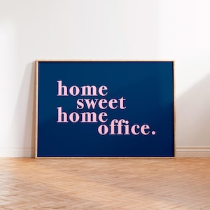 Home Sweet Home Office Print, Pink Typography Print, New Home ...