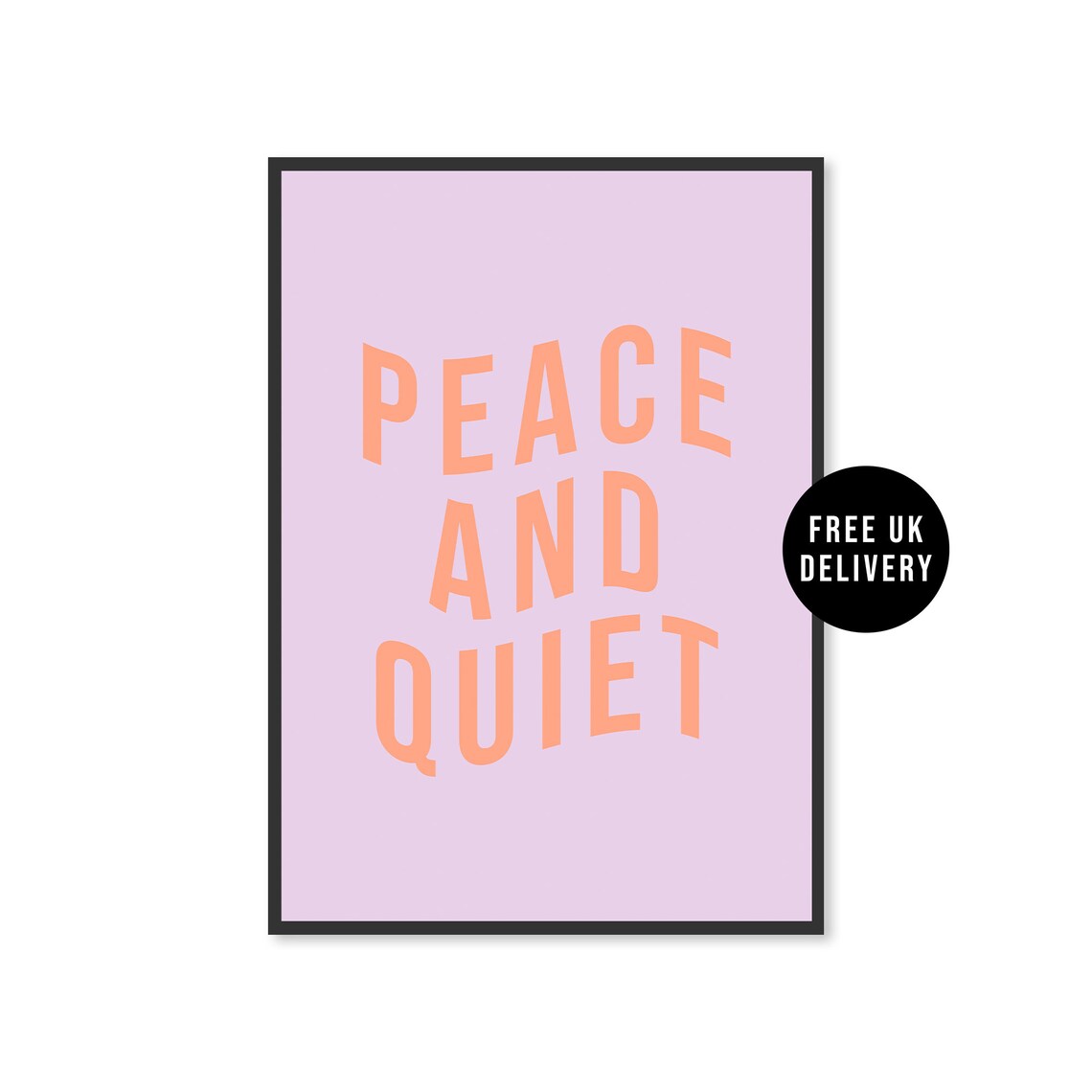 Peace & Quiet Typography Wall Art Print Peace Sign Wall Art | Etsy