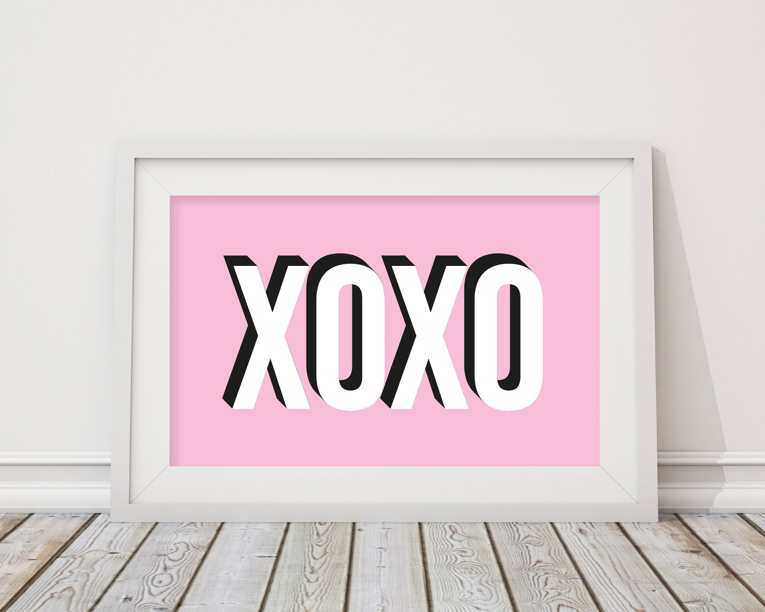 XOXO Landscape Typography Pink Wall Print Hugs and Kisses - Etsy