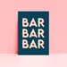 Bar Bar Bar Typography Wall Art Print, Pink Bar Cart Decor, Outdoor Bar ...