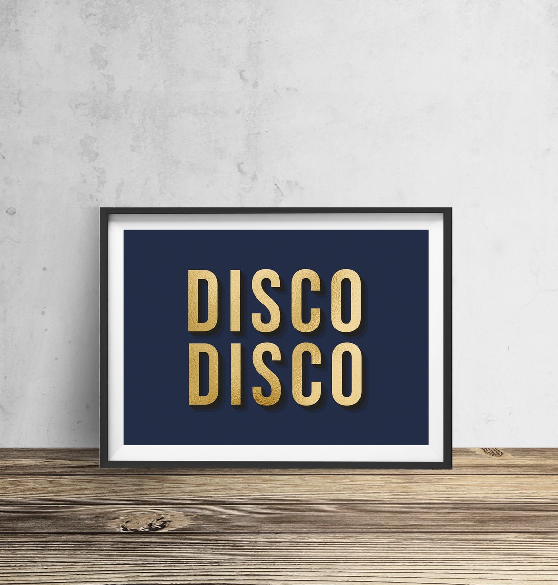 Disco Typography Wall Art Poster Print, 70's Disco Sign Navy Blue ...