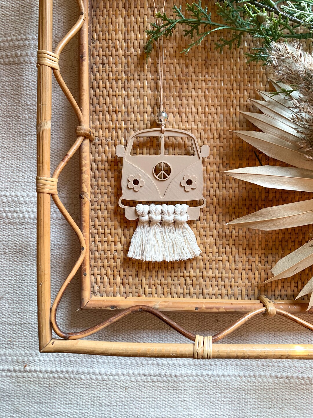 Neutral Macrame Groovy Bus Ornament Car Charm - Etsy