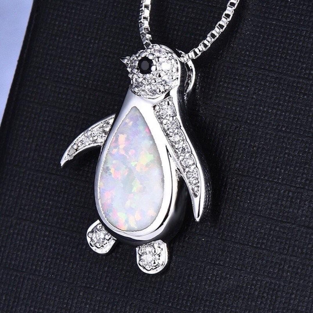 Opal Penguin Diamond Charm Necklace Penguin Lovers Gift - Etsy Australia