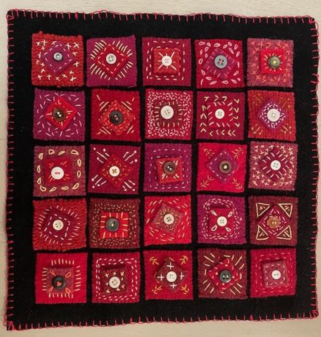 Recycled Felted Wool Sweater Art Kit, Reds/burgundies, Embroidered ...