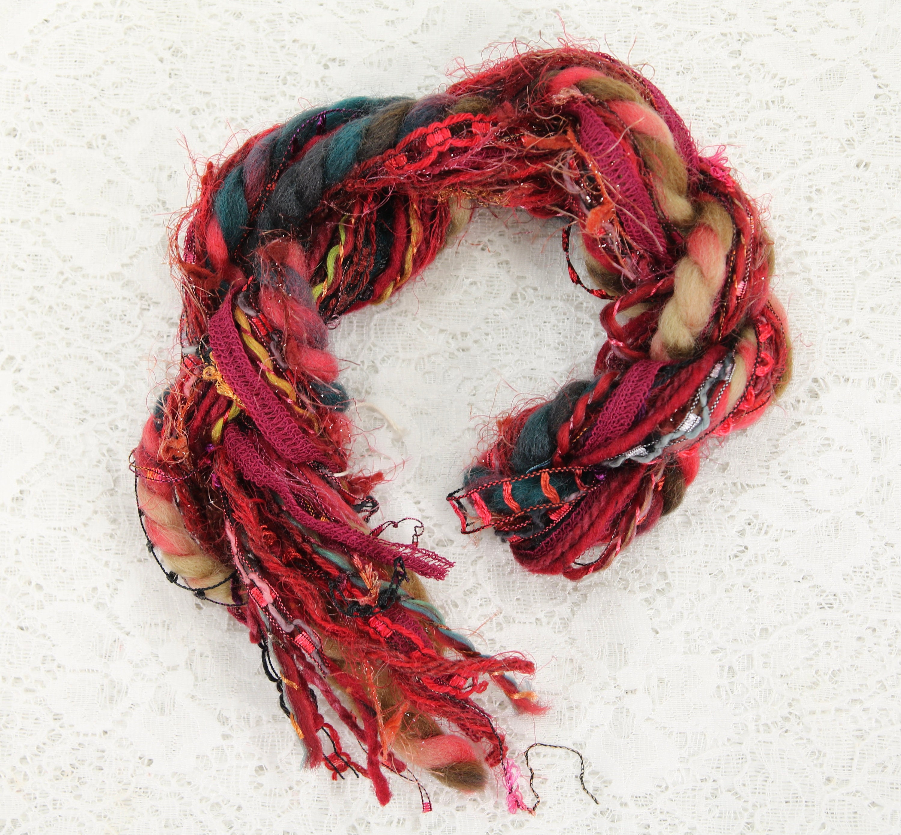 Art Yarn, 12x2yd, 24yd, Fire Bricks, Novelty Yarn Bundle, Trim, Mixed ...