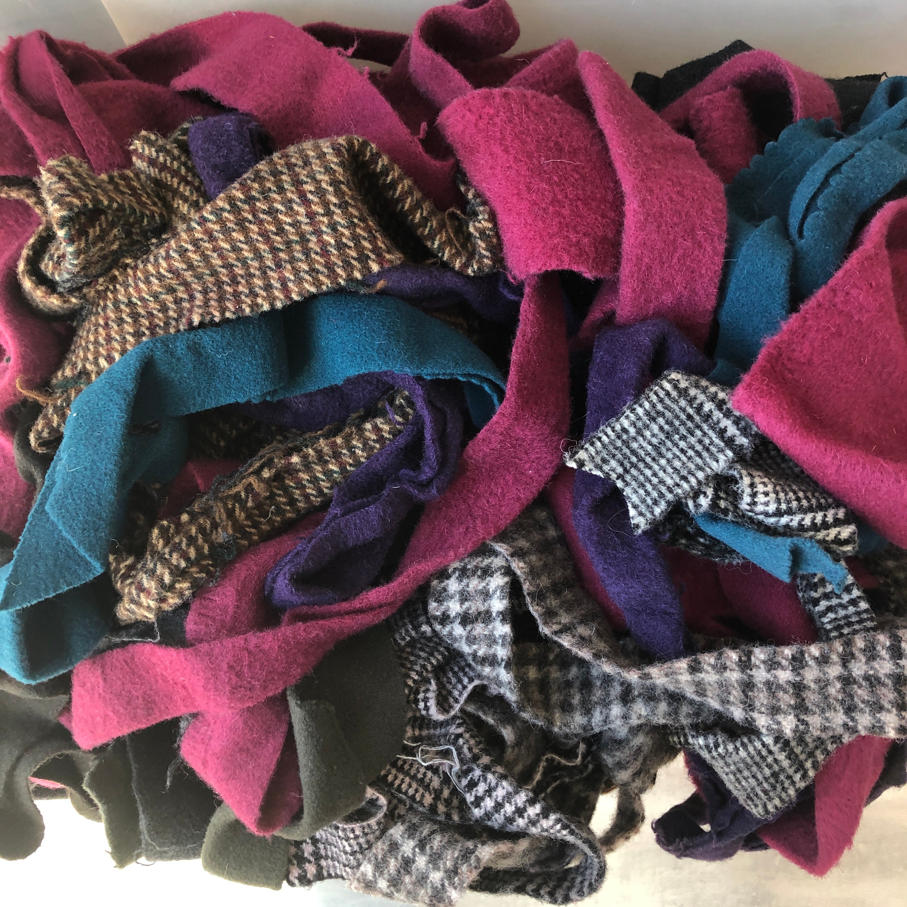 Wool Scrap Strips, Heavy Weight, Wool Scraps, Rug Hooking, Rescued Wool ...