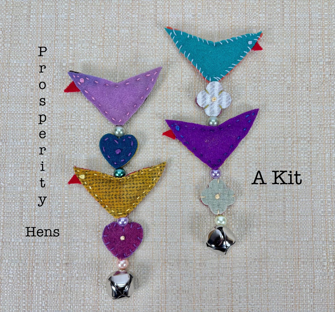 Prosperity Hens Kit, DIY, Bird Bell Tota, Includes Supplies to Stitch ...