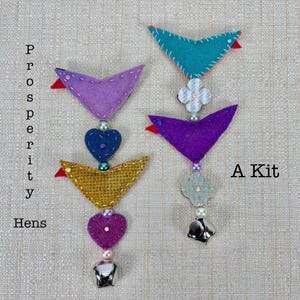 Prosperity Hens Kit, DIY, Bird Bell Tota, Includes Supplies to Stitch ...