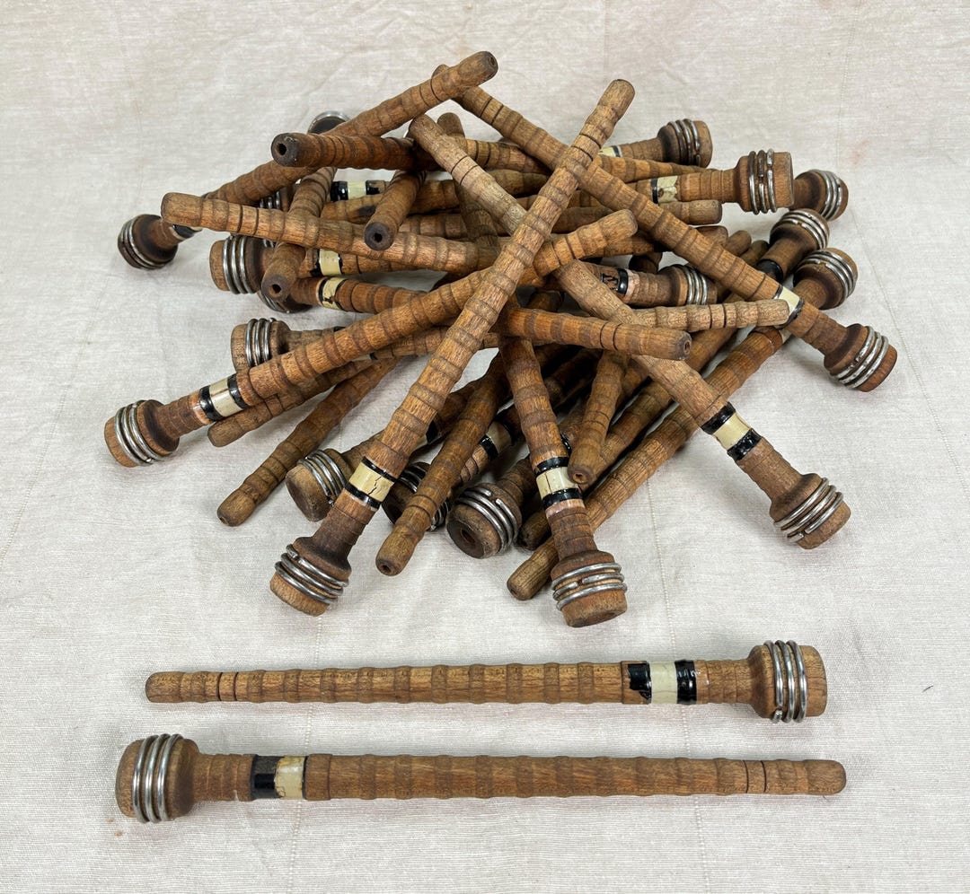 Wooden Quill Bobbins, Set of 3 Unique Vintage Industrial Weaving Spools ...