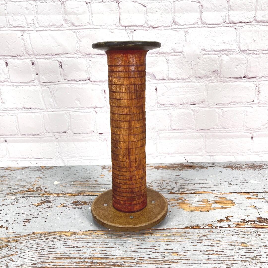 Vintage 9-3/4" Wood Spool With Grooving From Old Textile Factory, Large ...