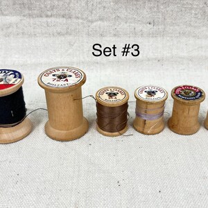 Vintage Wood Spools for Stitch Meditation, Set of 6 Assorted Shapes and ...