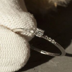 Thin Wedding Band Thin Engagement Ring Tiny Diamond Ring - Etsy