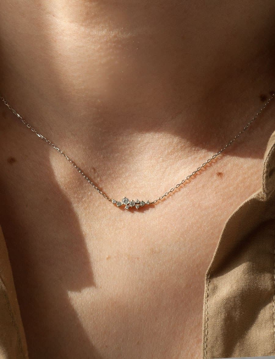 Diamond Gold Chain Necklace Cluster Necklace in 14k Gold / | Etsy