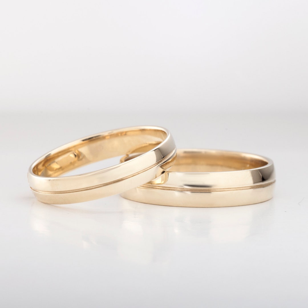 14K Solid Gold Matching Ring His and Her Matching Bands Matching Bands ...