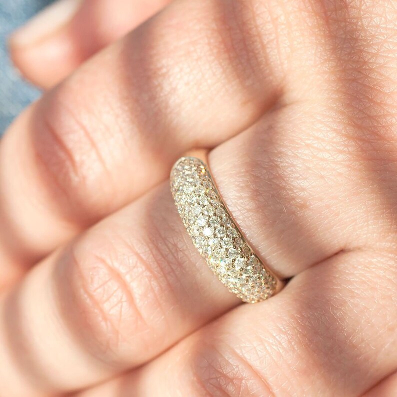 Chunky Ring Chunky Wedding Band Diamond Wide Chunky Ring - Etsy