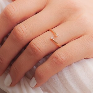 Open Ring Twist Wedding Band Casual Ring 14K Gold Diamond Ring ...