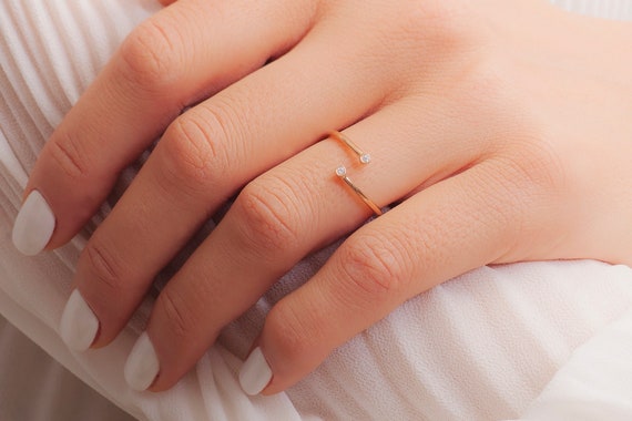 Open Wedding Band With Round Diamonds Twist Wedding Band | Etsy