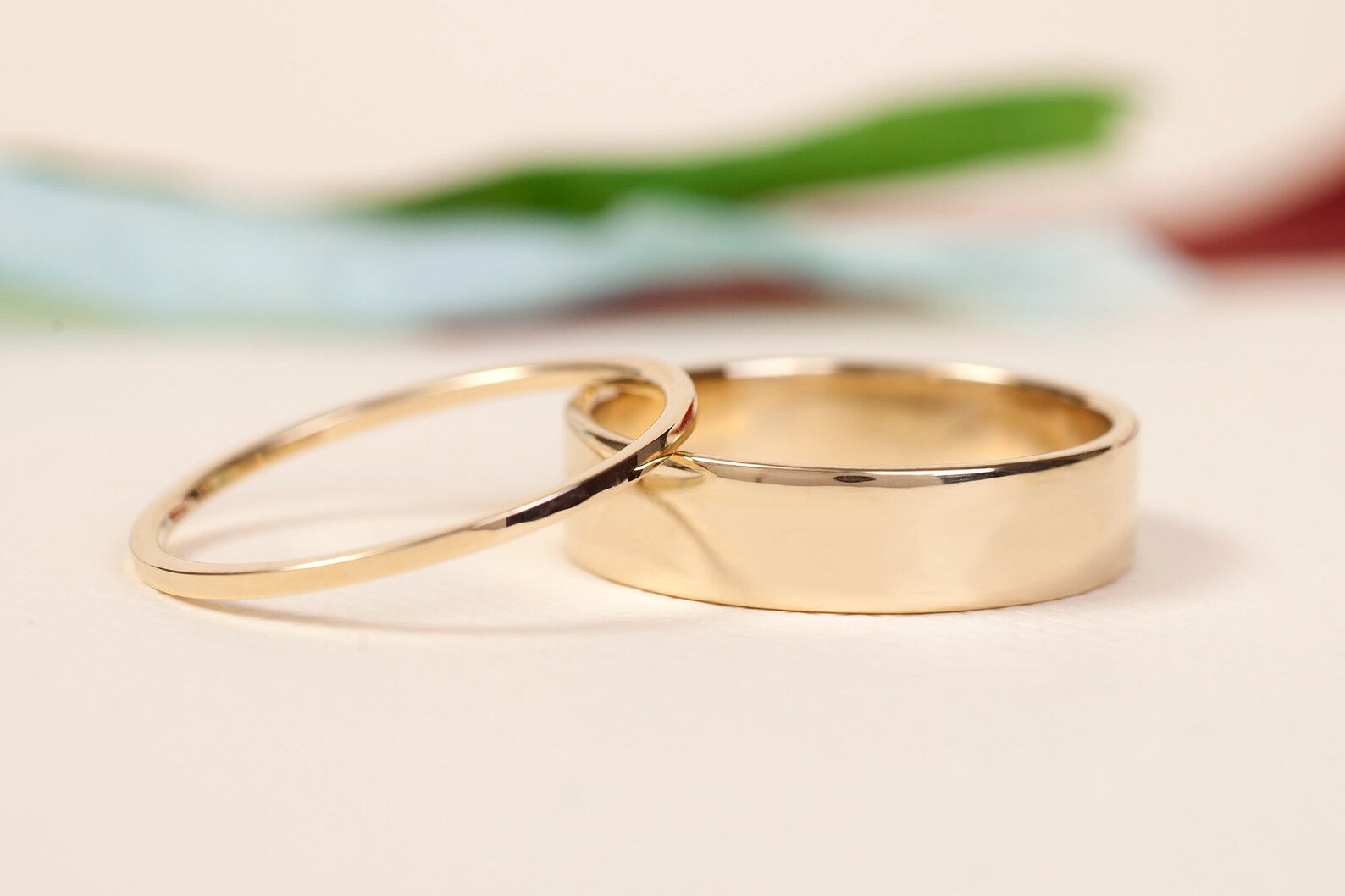 Minimalist Solid Gold Wedding Rings for Woman 14k Gold - Etsy