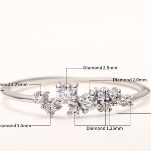 Cluster Ring Band Multistone Cluster Gold Ring Dainty Cluster Ring ...