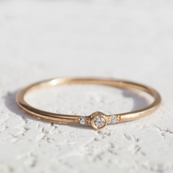 Tiny Diamond Ring - Etsy