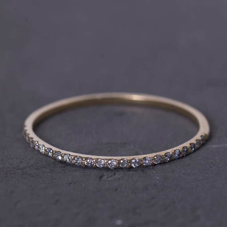 Thin Diamond Eternity Wedding Band Gold Pave Wedding Ring - Etsy