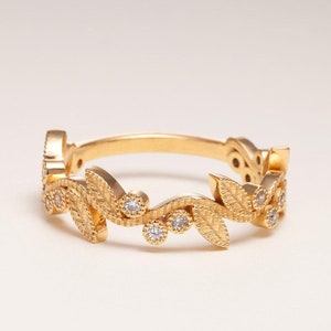 Tree Leaf Ring | Unique Diamond Wedding Band | Branch Ring | Brided ...