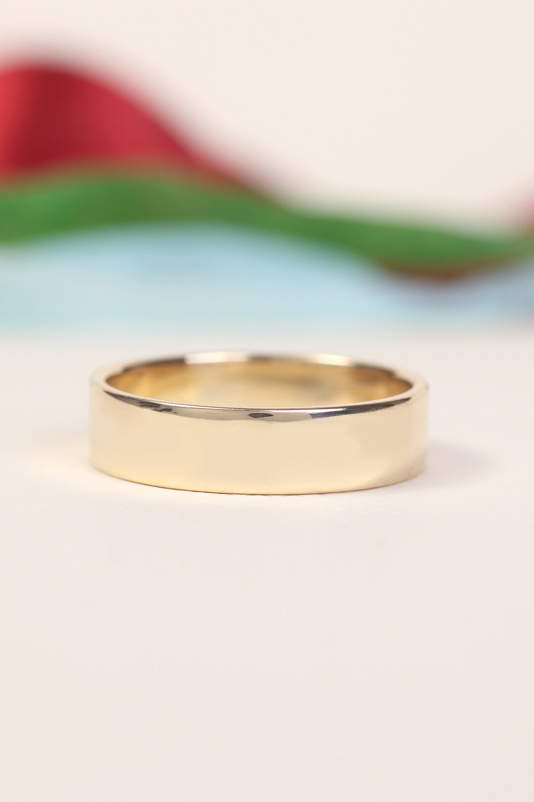14K Yellow Gold Wedding Band: Simple Solid Gold Ring - Etsy