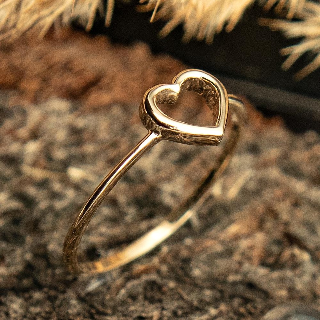Open Heart Love Ring, Promise Love Ring, Minimalist Jewelry, Heart ...