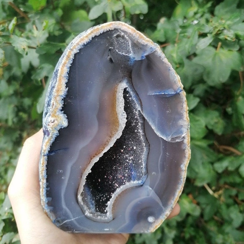 Large Agate Polished Druzy Banded Standing Geode Slice | Etsy