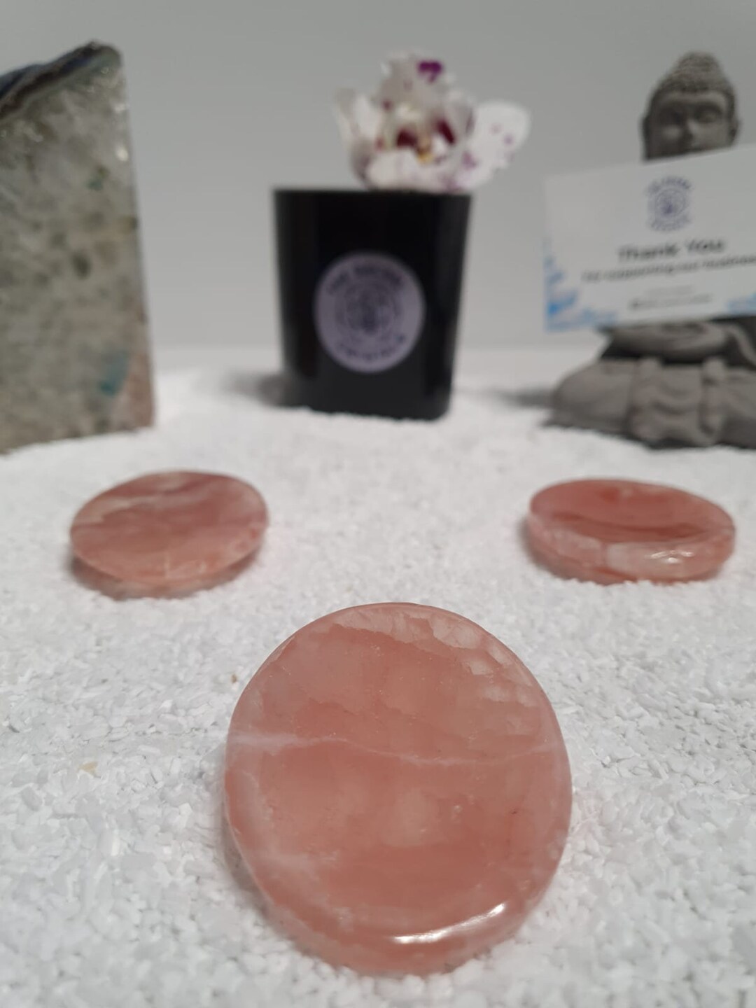 Strawberry Calcite Crystal Palm Stone, Healing Crystals, Meditation ...