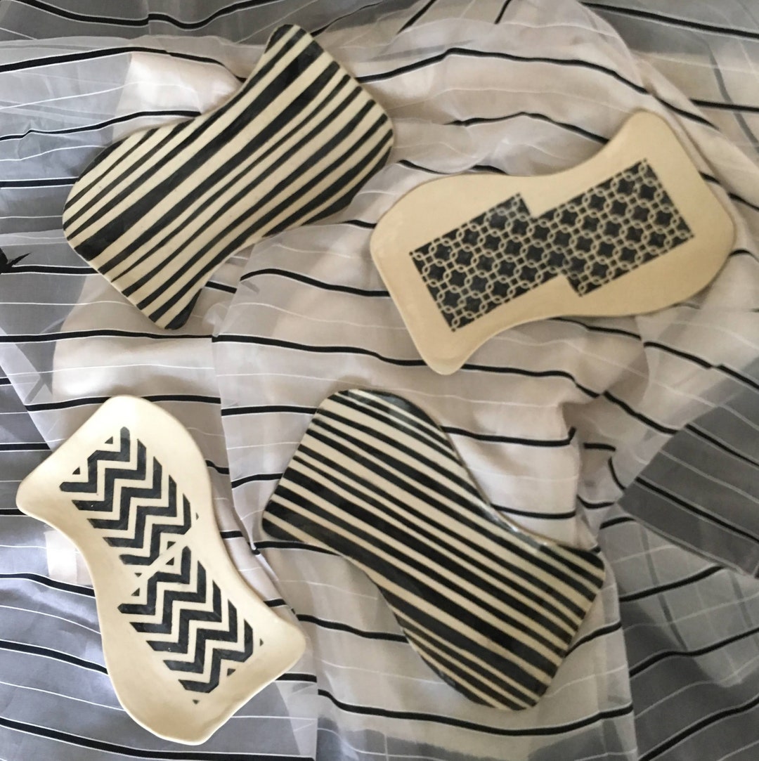 Hand Built Ceramic Modern Striped/patterned Plate - Etsy