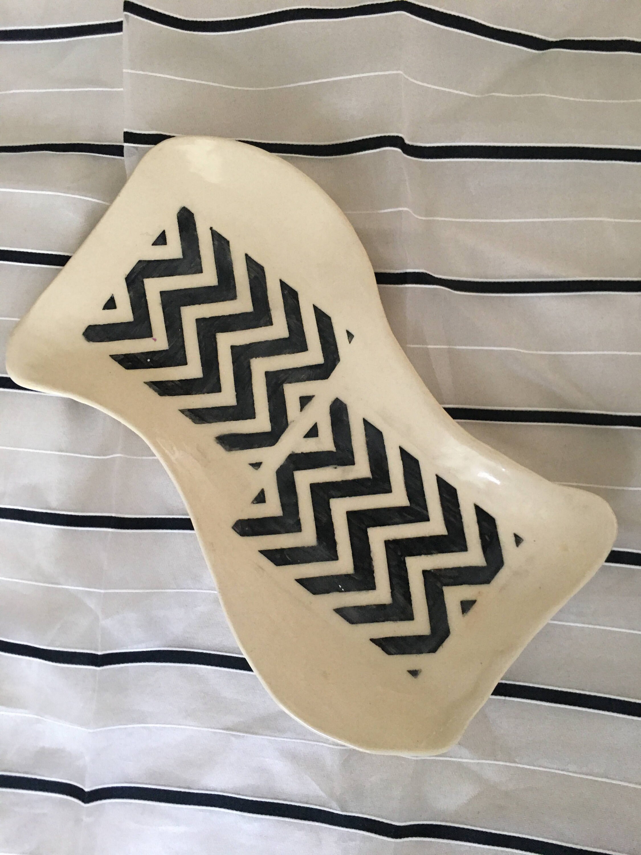 Hand Built Ceramic Modern Striped/patterned Plate - Etsy